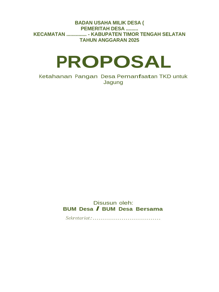 Contoh Proposal Bumdes Untuk Ketahanan Pangan | PDF