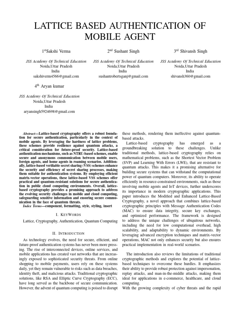 Lattice Review Paper | PDF | Cryptography | Security