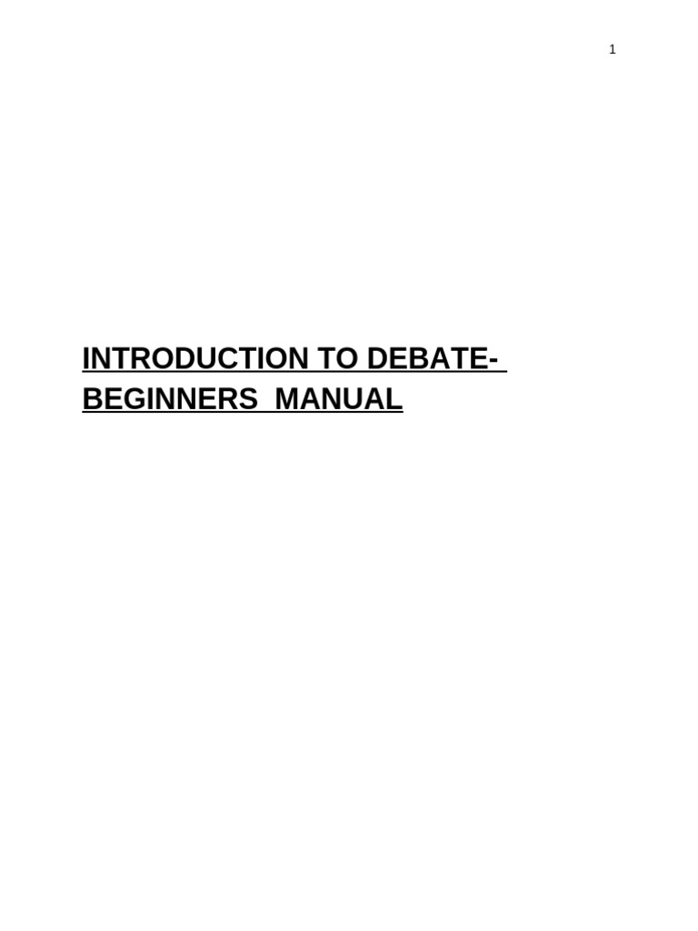 Introduction To Debate - Beginners Manual | PDF