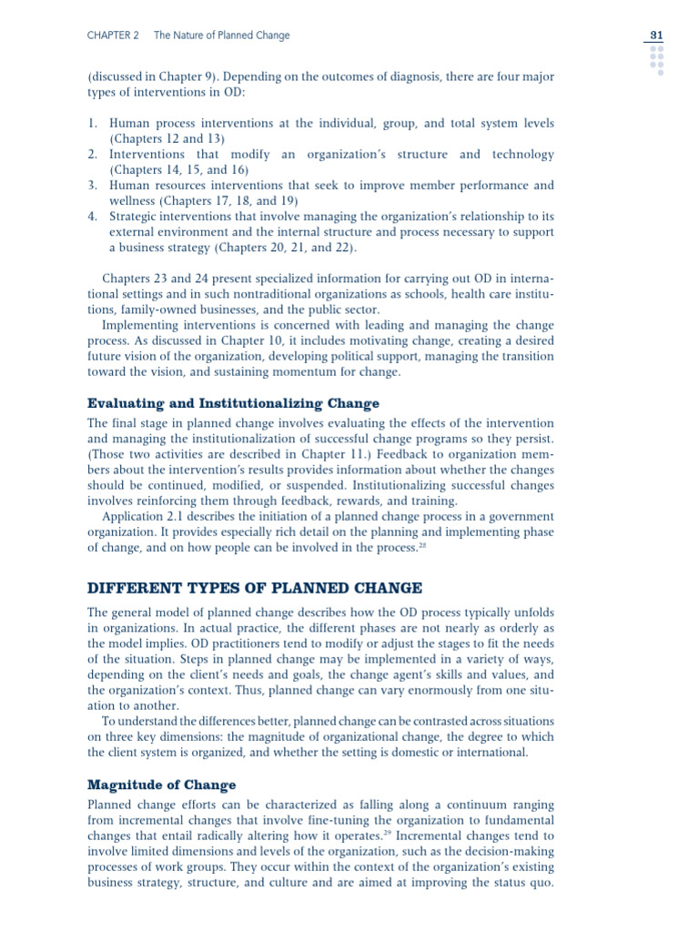 Types of Planned Change in Organizations | PDF | Organization ...