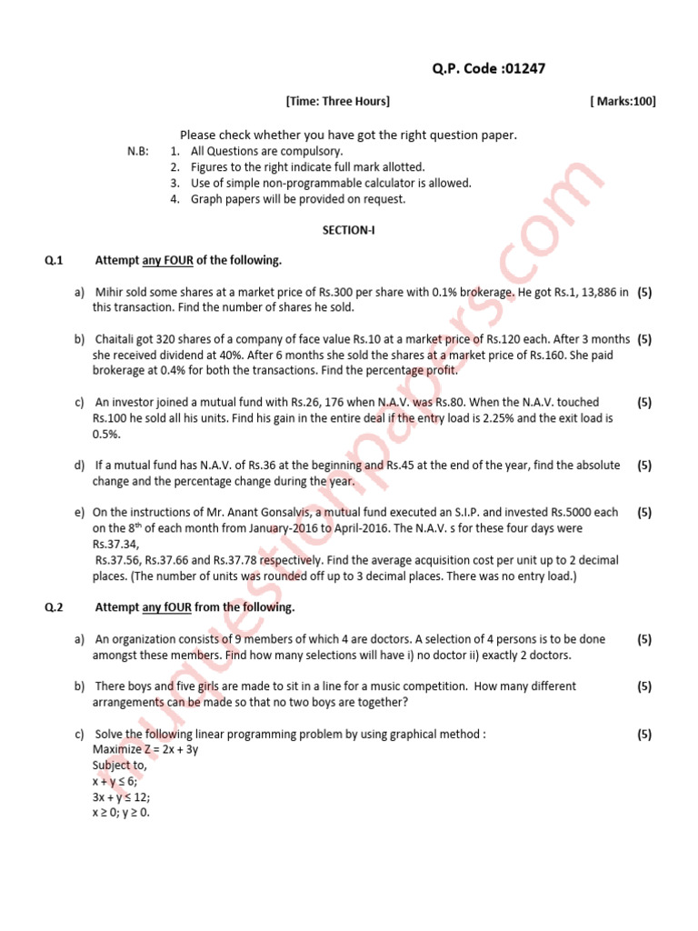 Fy Bcom Sem1 MST I Cbcgs Apr17 | PDF | Private Sector | Investment Management