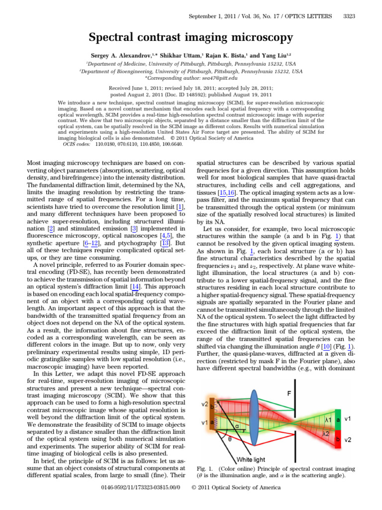 Super-Resolution Spectral Contrast Microscopy | PDF | Microscopy | Optics