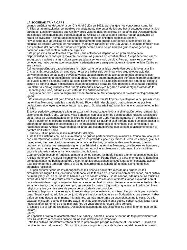 La Sociedad Taína Cap I | PDF | Nobleza | España