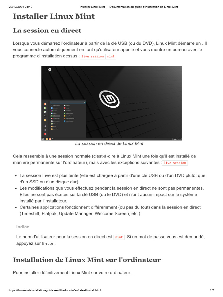 Guide d'installation de Linux Mint | PDF | Linux | Système d'exploitation