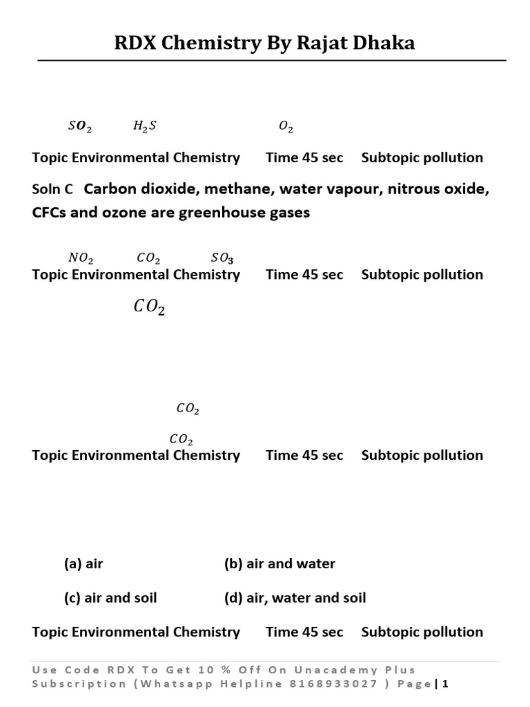 Environmental Chemistry Quiz Insights | PDF