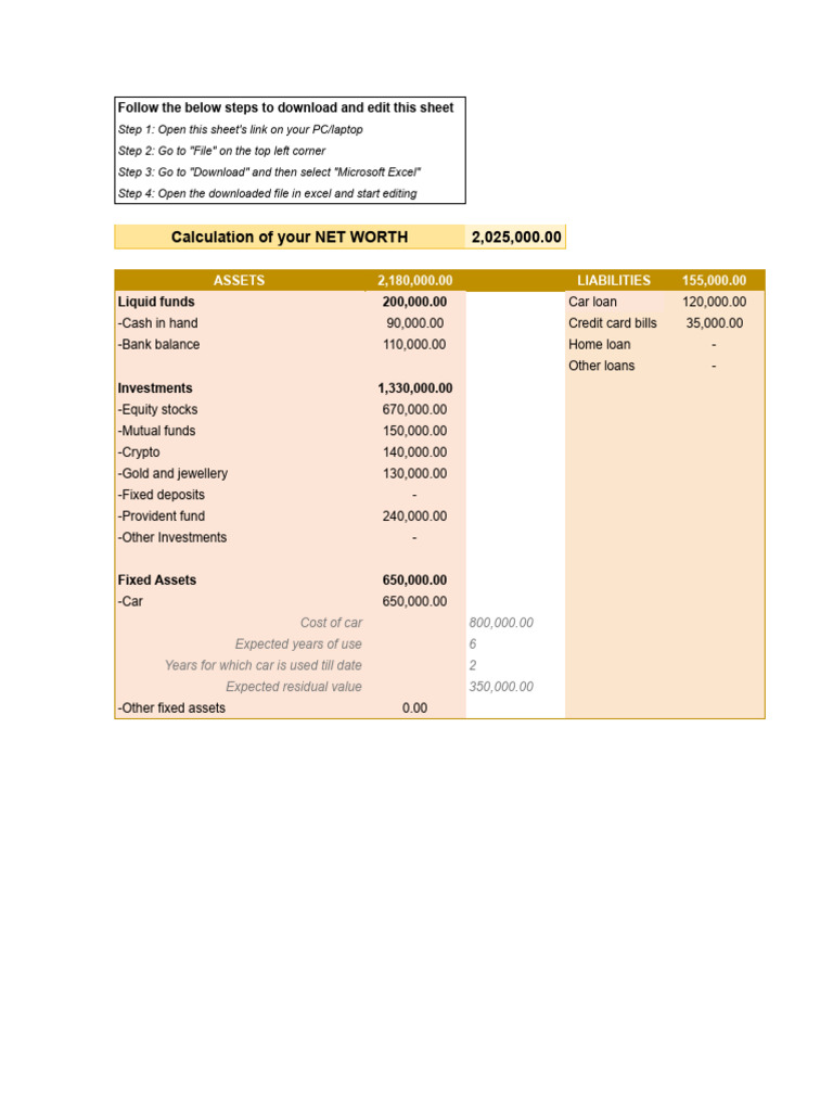 Personal Net Worth Calculation Guide | PDF