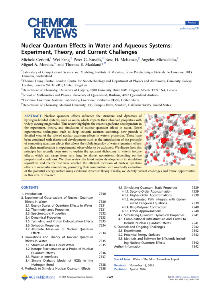 Nuclear Quantum Effects in Water and Aqueous Systems Experiment, Theory ...