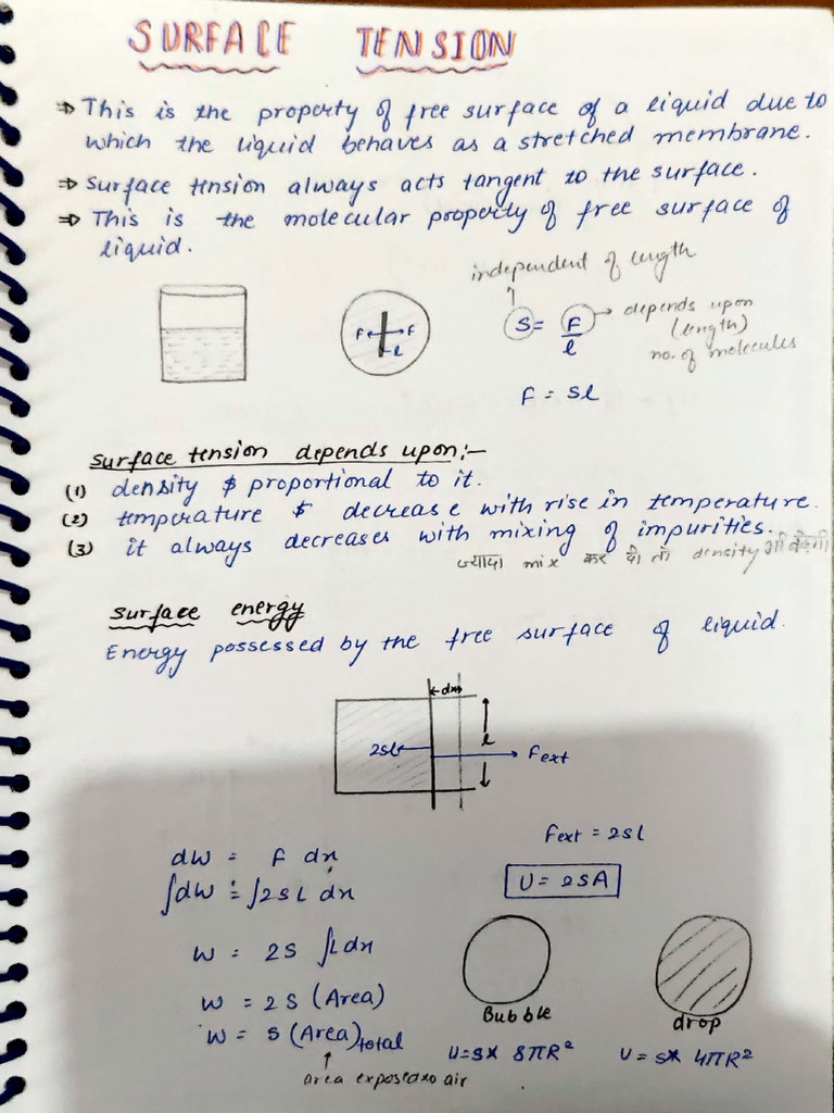 Surface tension | PDF | Physical Chemistry | Fluid Mechanics