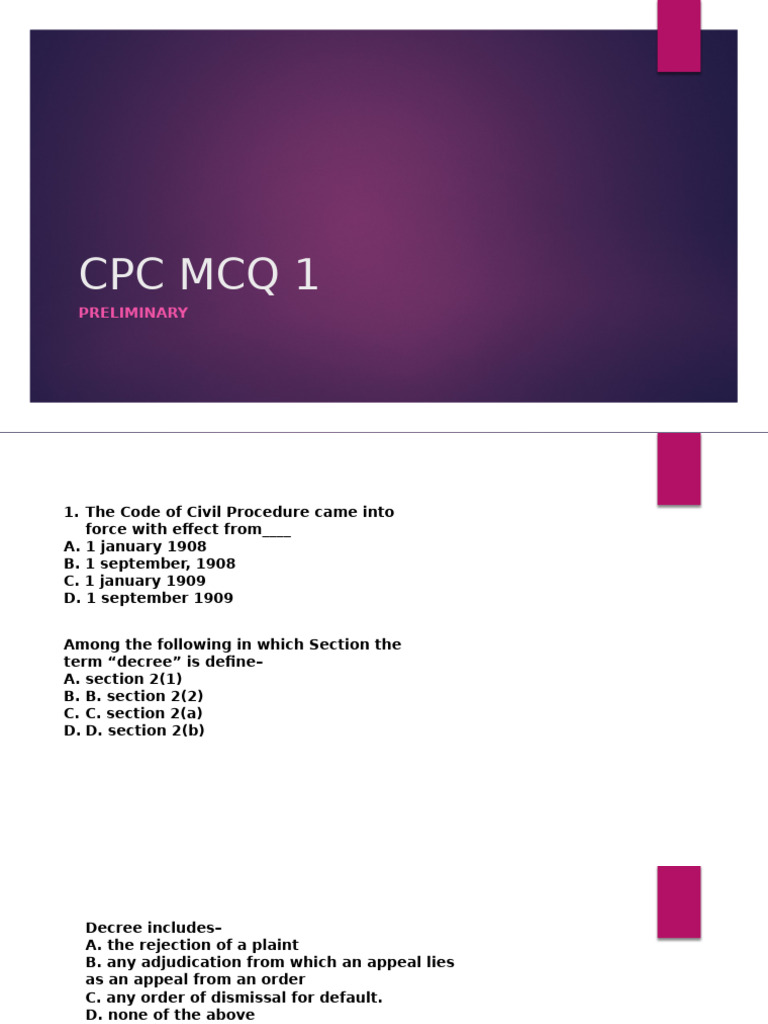 CPC MCQ Practice Questions | PDF