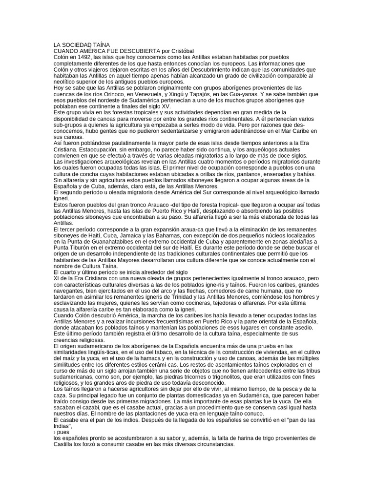 LA SOCIEDAD TAÍNA | PDF | Nobleza | España