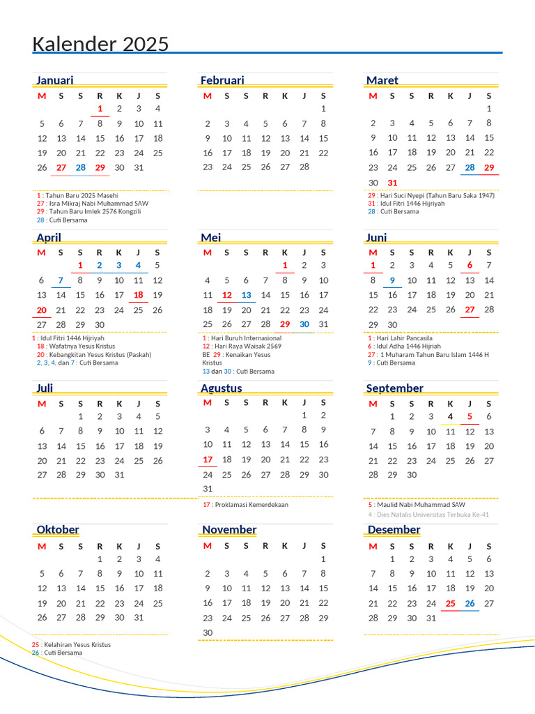 Kalender dan Cuti Bersama 2025 | PDF