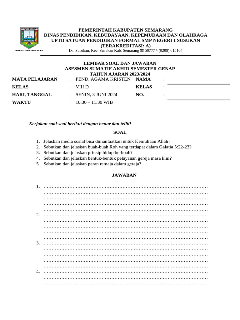SOAL PAS 2 Kelas 8 v2 | PDF