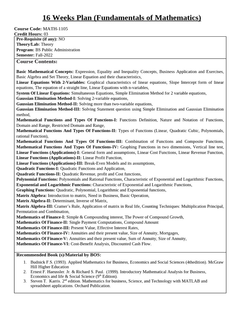 Math for Public Administration | PDF | Function (Mathematics) | Equations