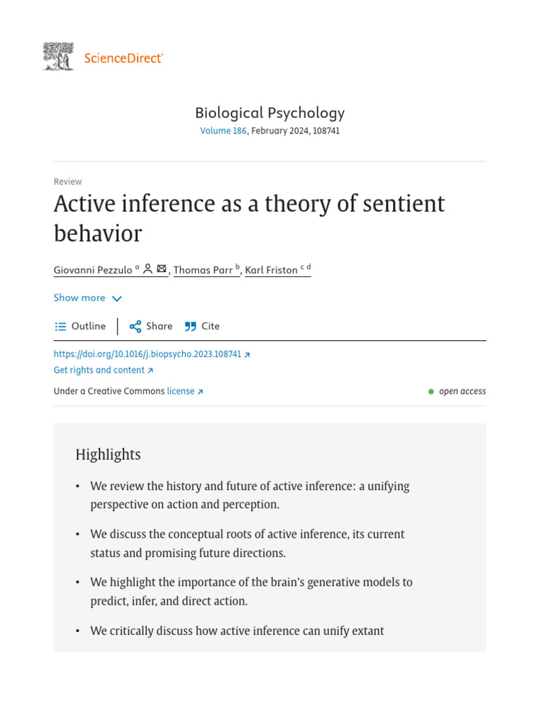 Active Inference: Unifying Sentient Behavior | PDF | Statistical ...