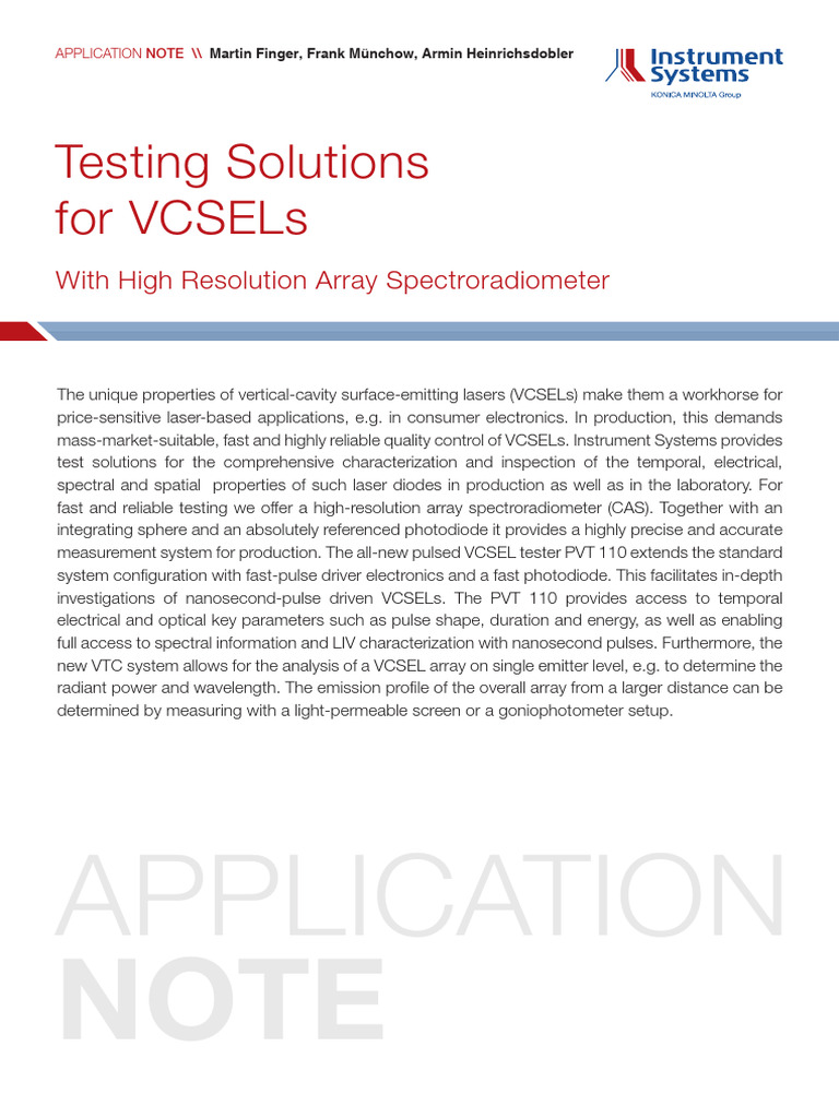 VCSEL Testing Solutions Guide | PDF | Laser | Laser Diode