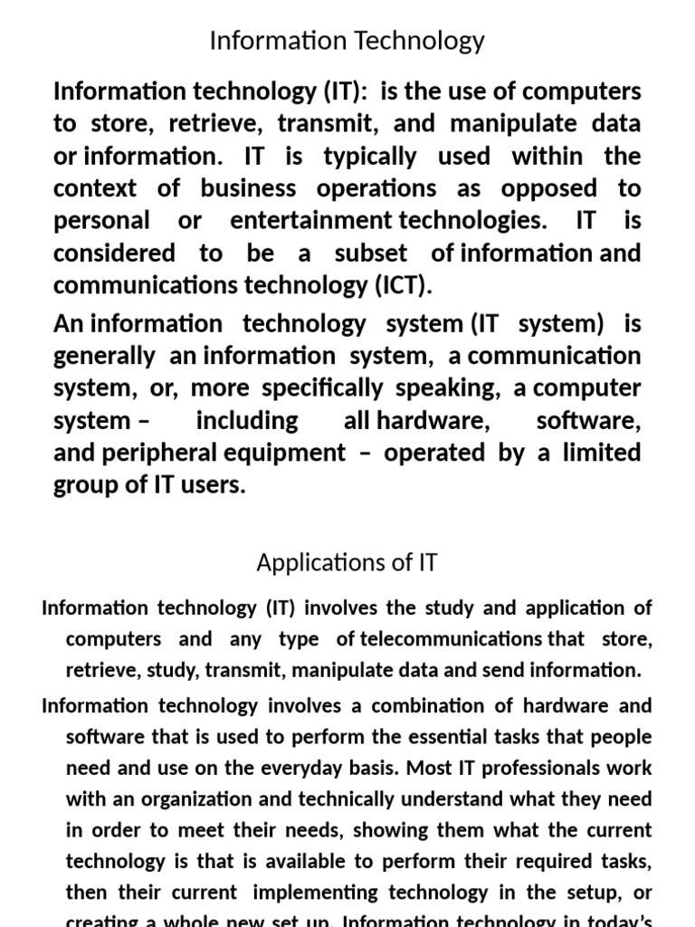 Information Technology | PDF | Digital Technology | Computer Science