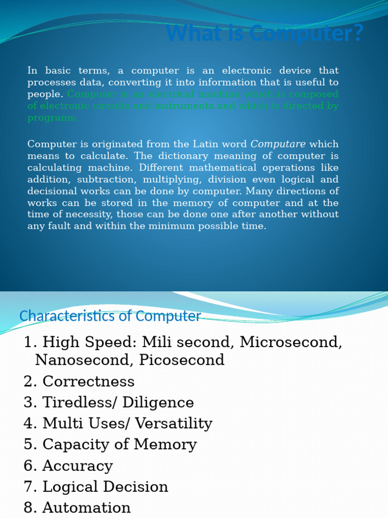 Fundamental of Computer (Lecture 1,2,3) | PDF | Central Processing Unit | Computer Data Storage