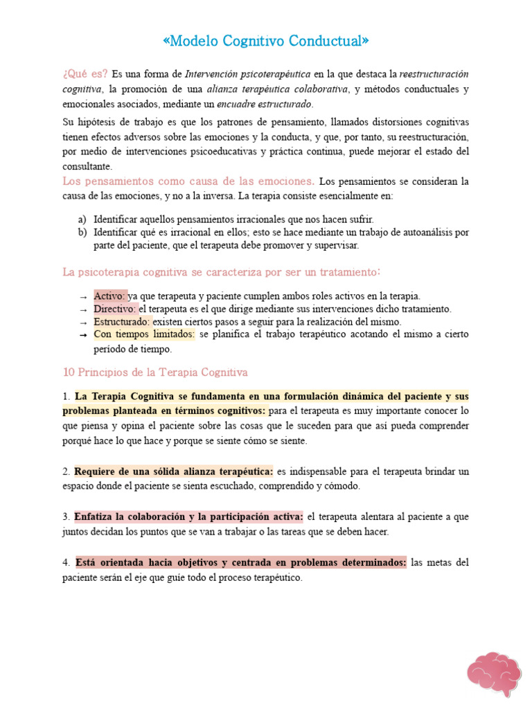 MODELO COGNITIVO-CONDUCTUAL | PDF | Psicoterapia | Terapia cognitiva