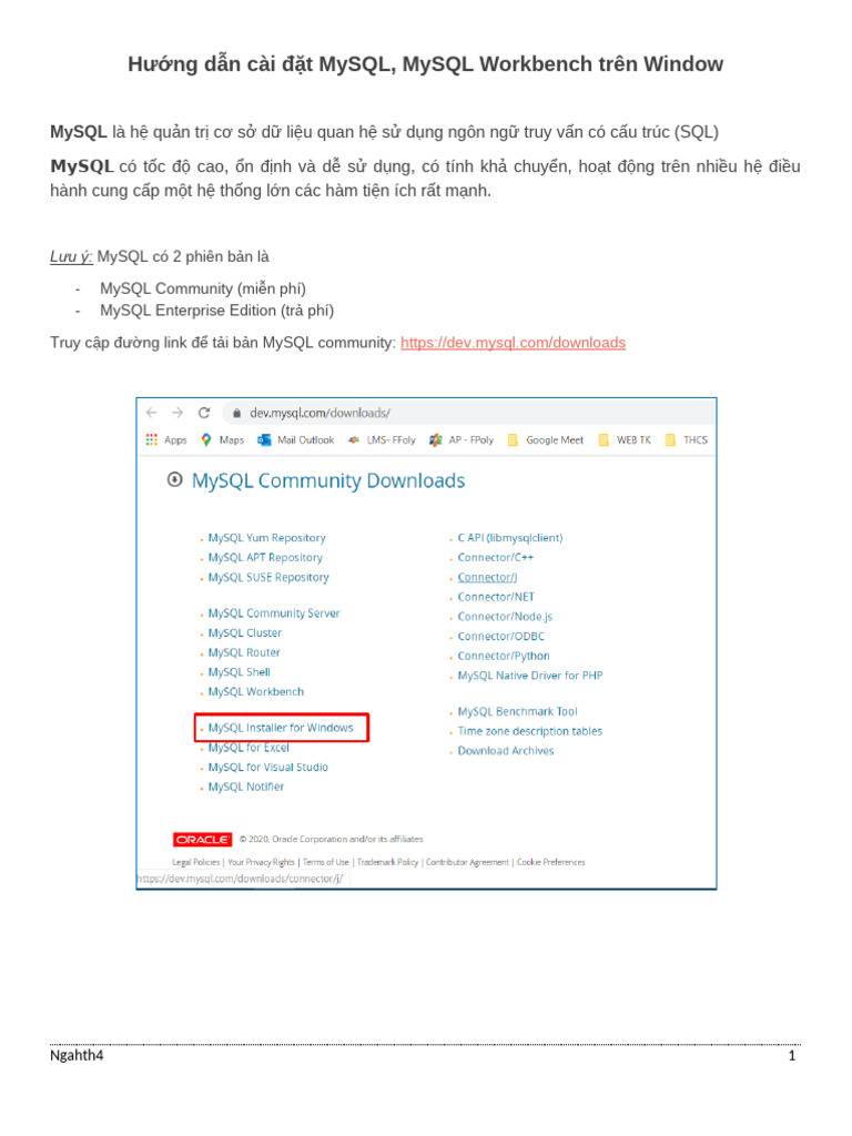 Huong Dan Cai Dat MySQL Cho Windows | PDF