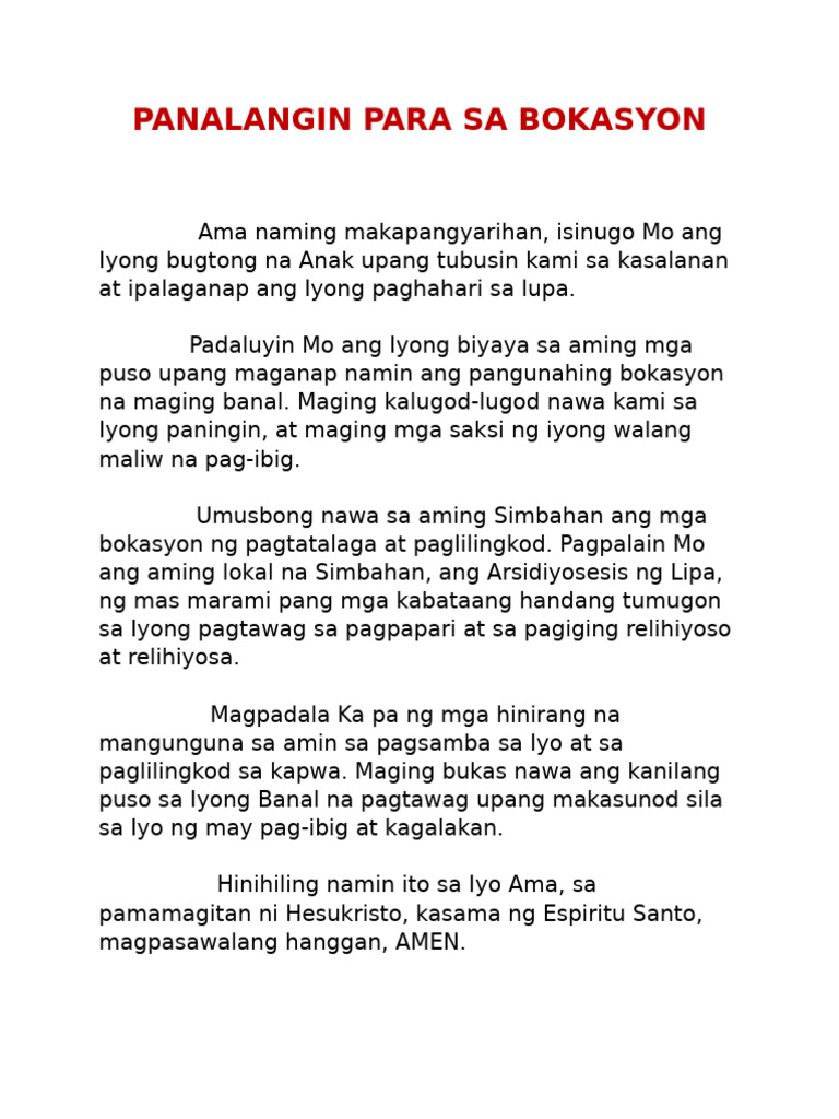 Panalangin para Sa Bokasyon | PDF