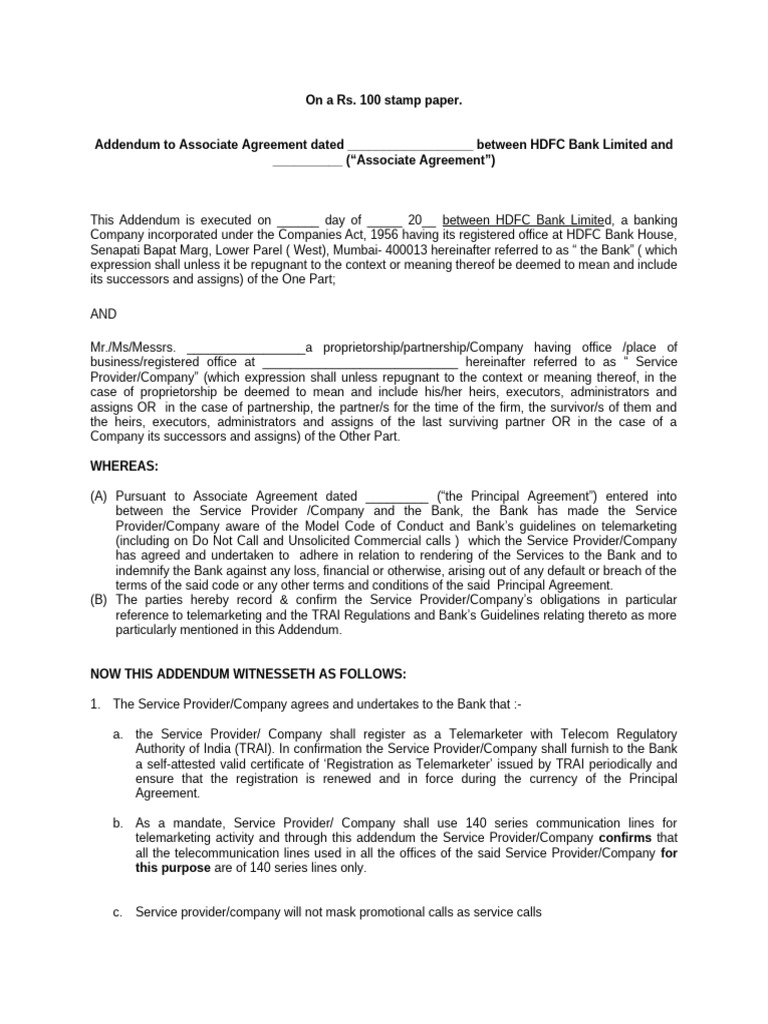 Draft of Addendum | PDF | Indemnity | Private Law