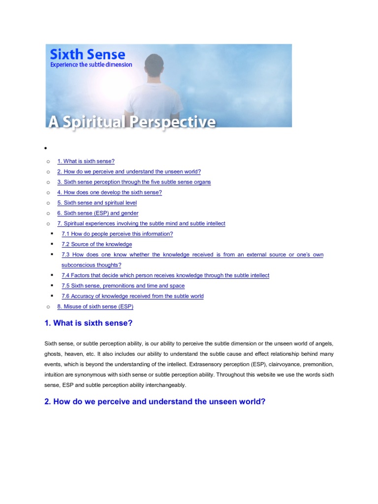 Sixth Sense and Spiritual Experiences | PDF | Extrasensory Perception ...