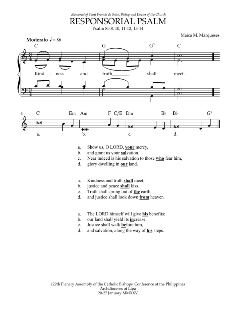 Jan.24_RESPONSORIAL PSALM - Full Score | PDF | Religious Belief And ...