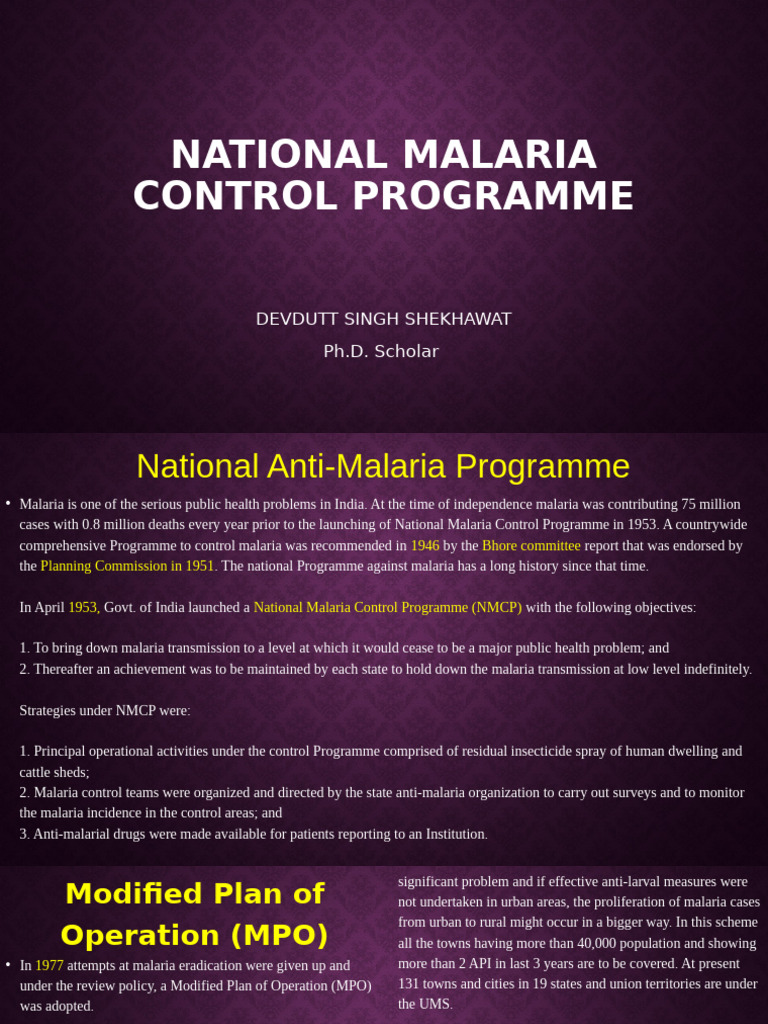 National Malaria Control Programme | PDF | Malaria | Insects And Humans