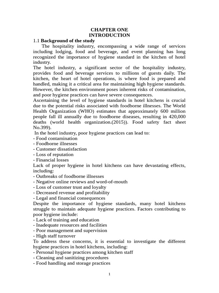Hotel Kitchen Hygiene Standards Impact | PDF | Food Safety | Hygiene