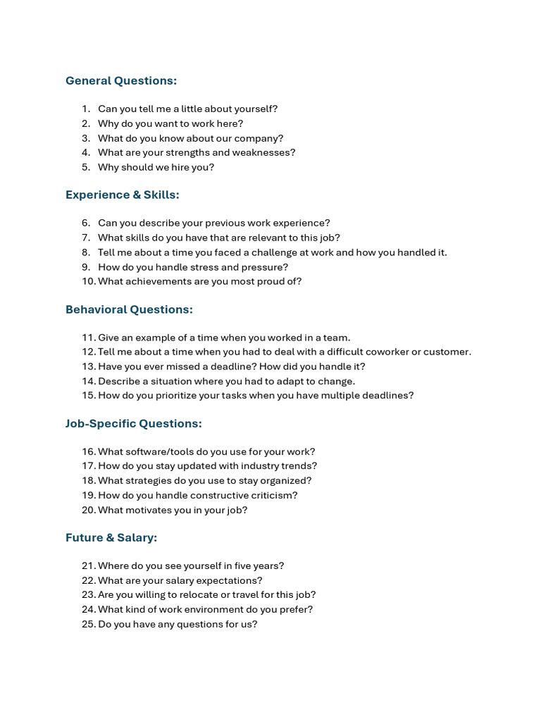 Job Interview Questions | PDF