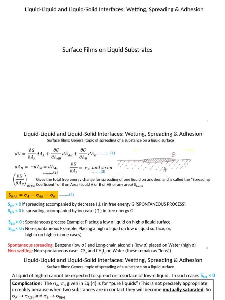 CH5014 Lecture Slides Liquid Solid Interfaces Wetting 6 | PDF | Wetting | Adhesion