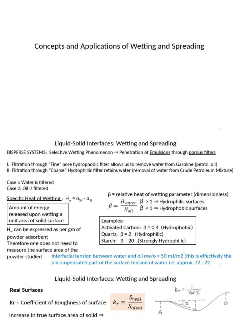CH5014 Lecture Slides Liquid Solid Interfaces Wetting 8 | PDF | Wetting | Filtration