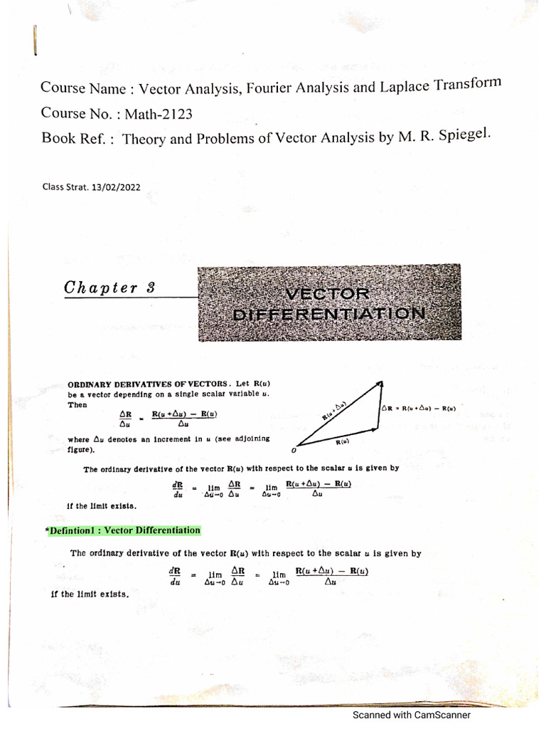 Vector Differentiation Pdf