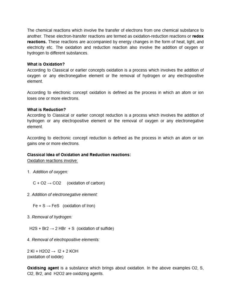 Oxidation and Reduction | PDF | Redox | Chemical Reactions