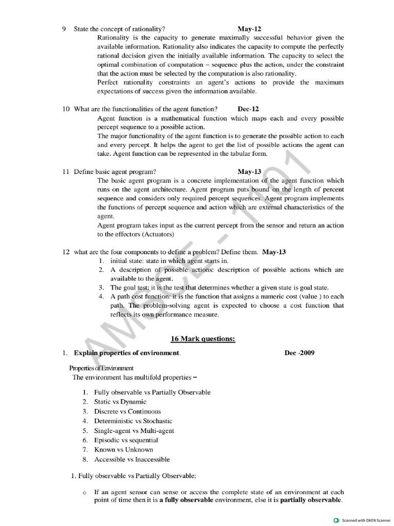 II YEAR VI SEM CS8691 - ARTIFICIAL INTELLIGENCE - Watermark | PDF