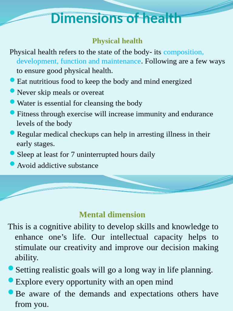1.2 Dimensions of Health | PDF | Mind | Well Being