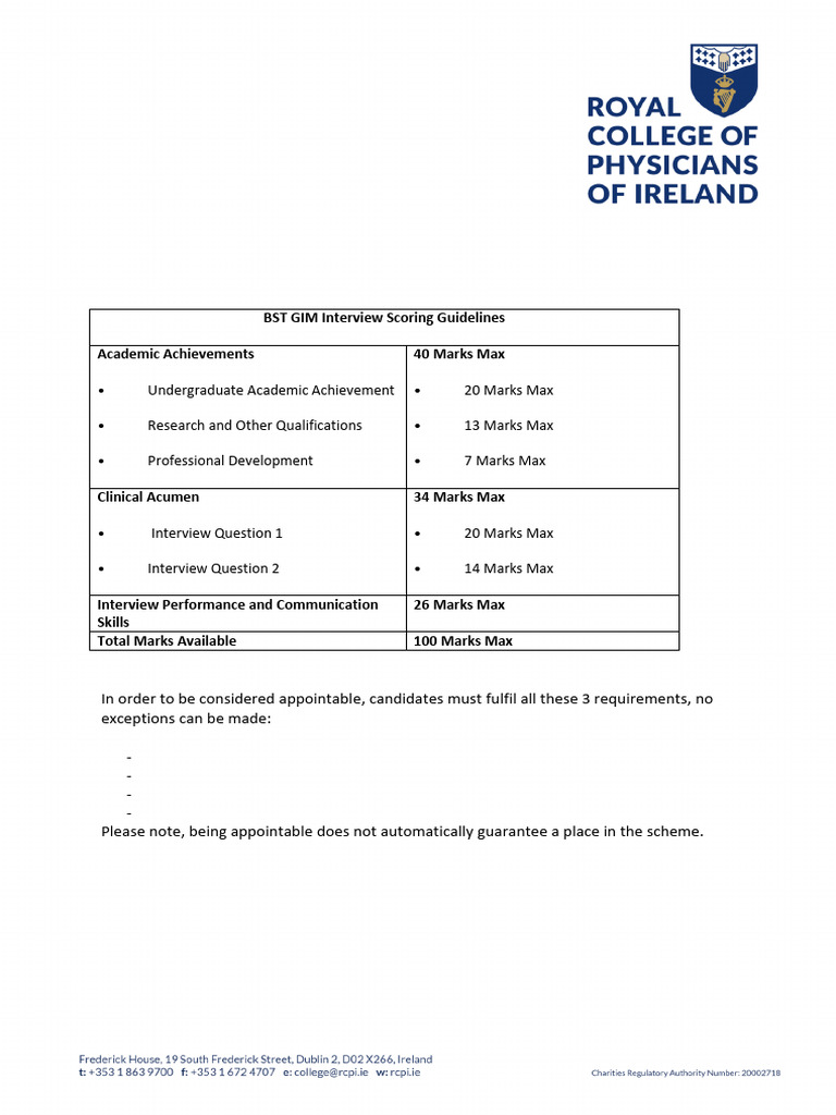 BST GIM Interview Scoring Guidelines | PDF