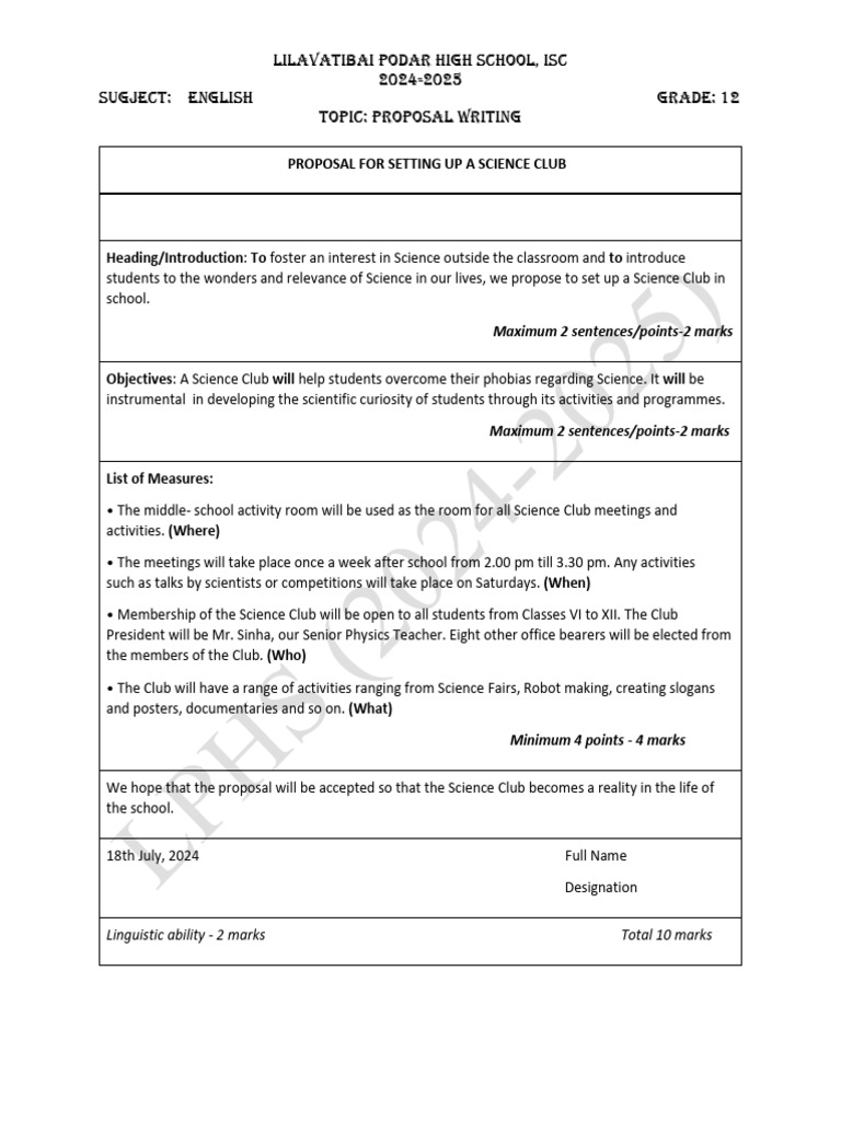 Propsal Writing Std_12 | PDF