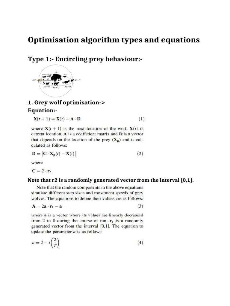 Optimisation Algorithm Types and Equations | PDF
