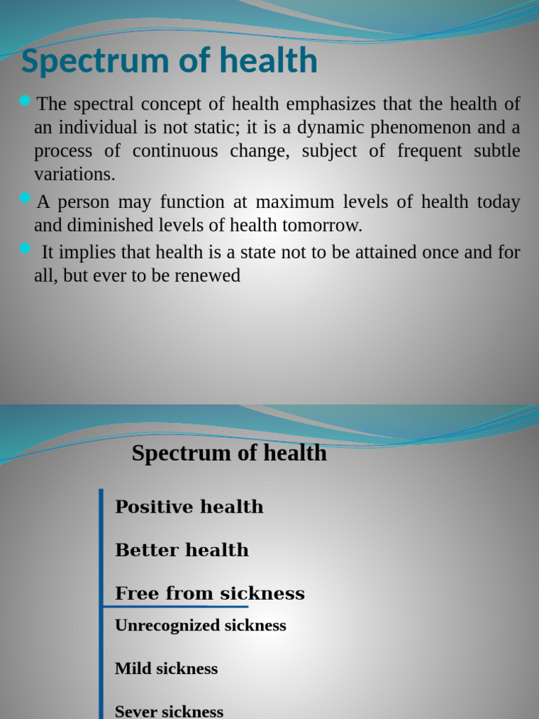 1.3 Spectrum of health | PDF | Mind | Human Diseases And Disorders