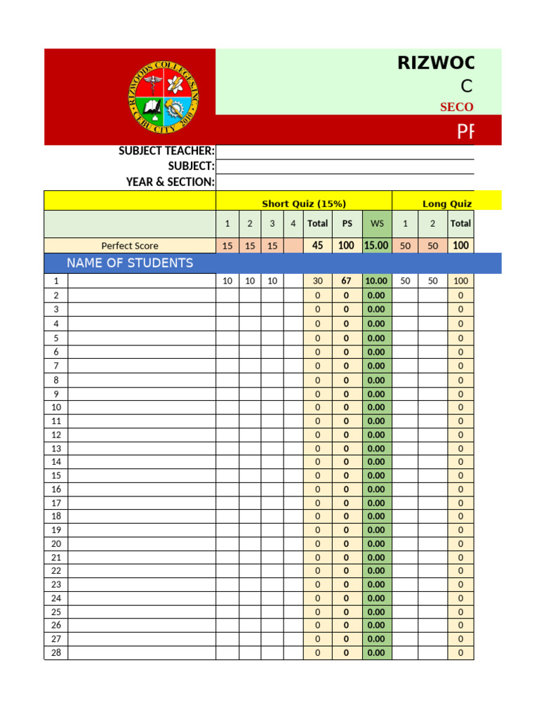 Class Record Version 3 2024 2025 | PDF | Student Assessment And ...