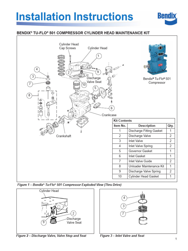 bendix-287043N-tu-flo-501-compressor-cylinder-head-maintenance-kit ...