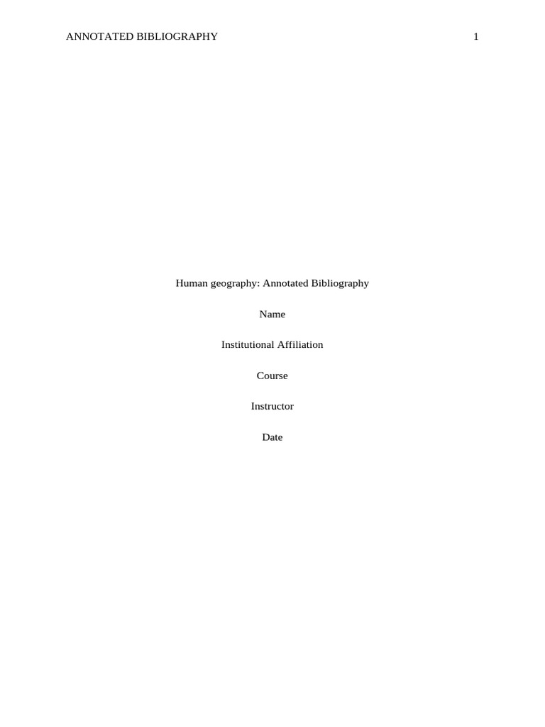 Human Geography Annotated Bibliography | PDF | Geography | Science