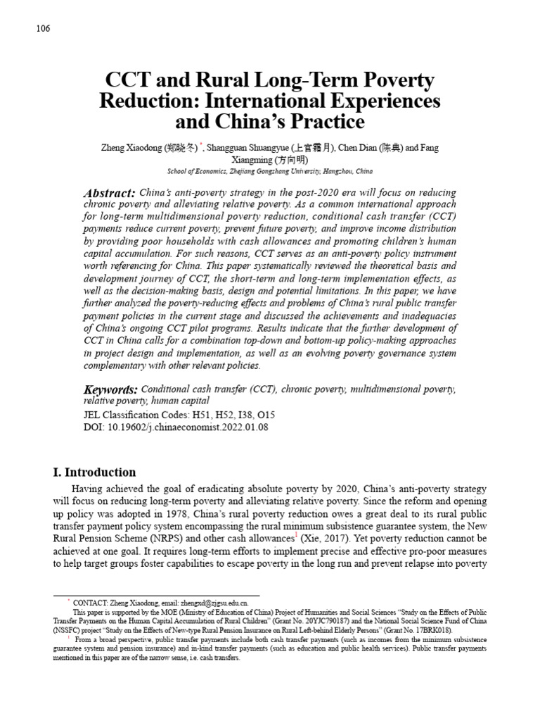 CCT and Rural Long-Term Poverty Reduction - International Experiences ...