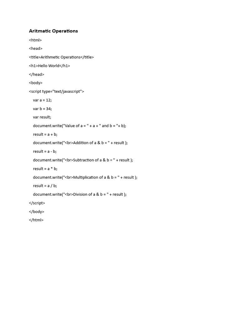 Aritmatic Operations | PDF