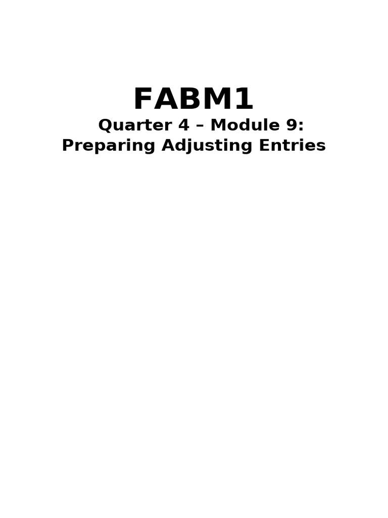 FABM1 Q4W1 Prepares Adjusting Entries | PDF | Depreciation | Debits And ...