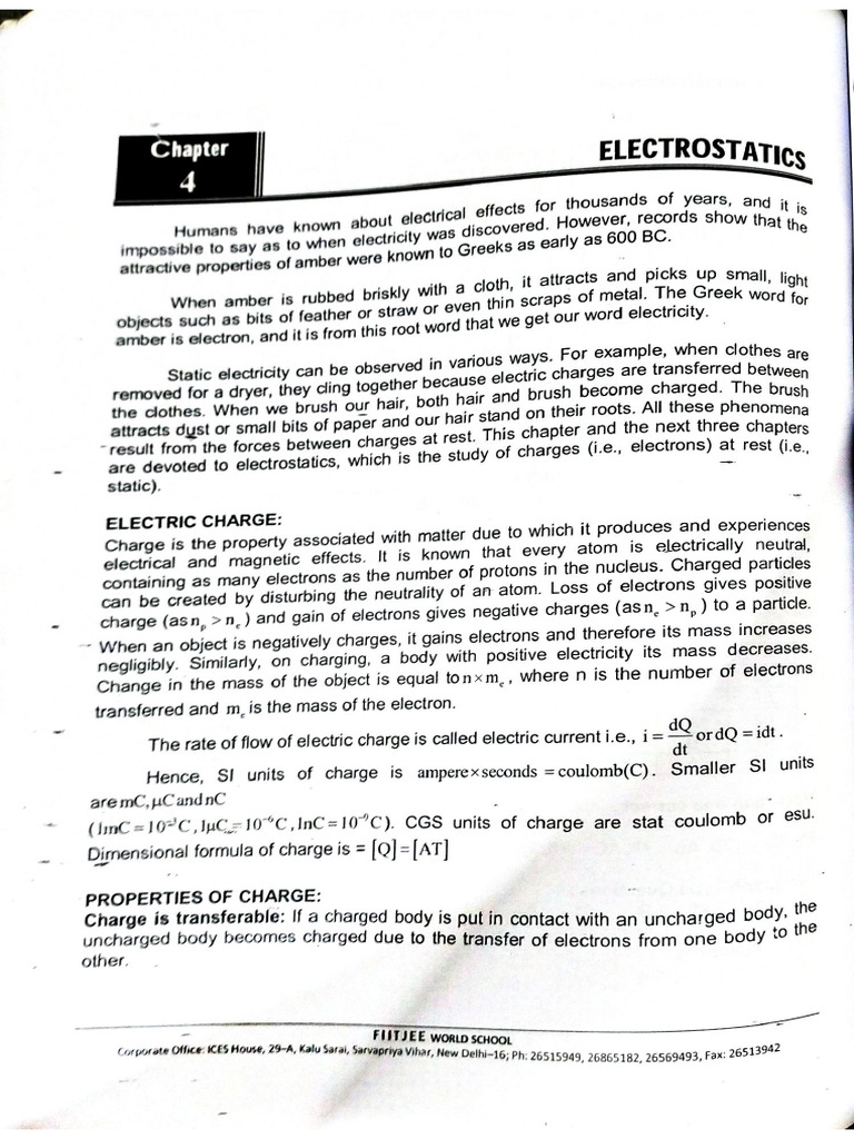 ELECTROSTATICS Fiitjee | PDF