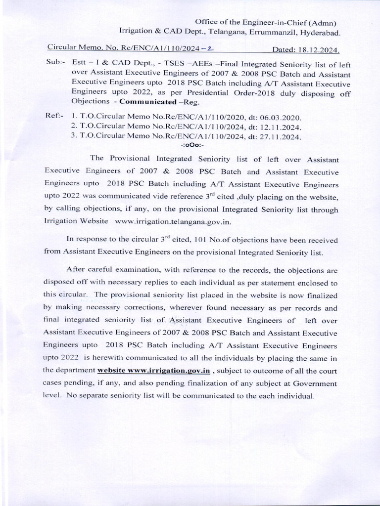 Final Intigratted Seniority List of AEE's | PDF