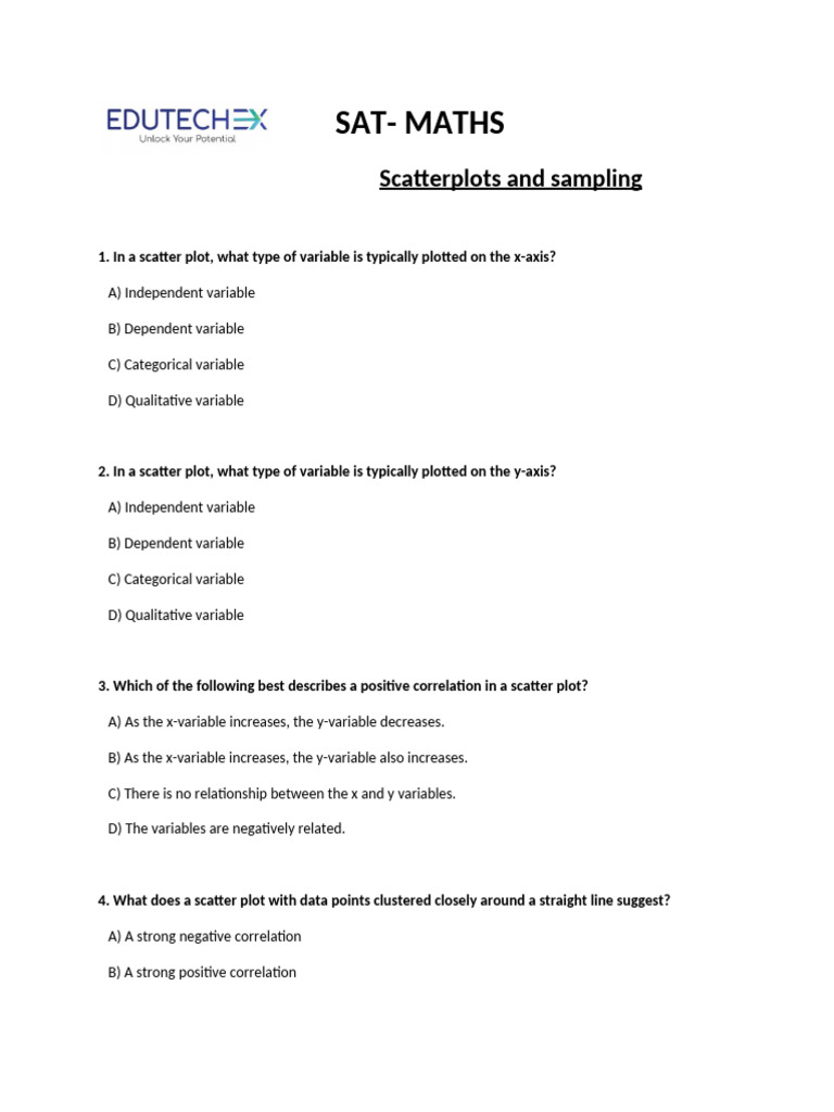 SAT Math: Scatterplots & Sampling | PDF | Sampling (Statistics ...