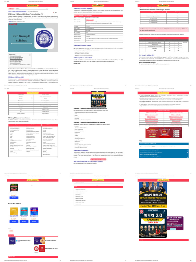 RRB Group D Syllabus 2025, Exam Pattern, Syllabus PDF | PDF | Chemistry ...
